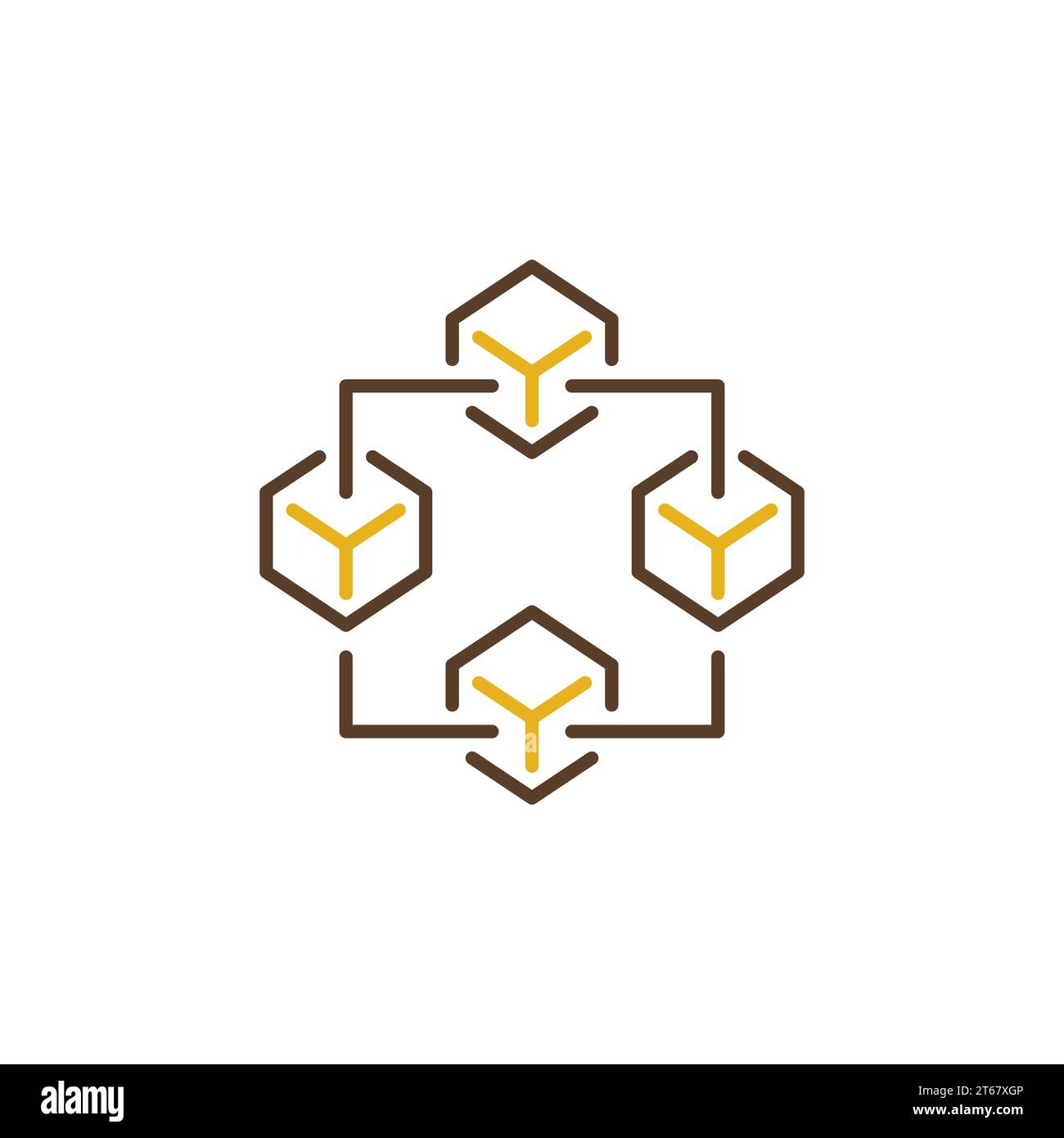 Blockchain creative icon. Block chain technology vector concept sign or ...