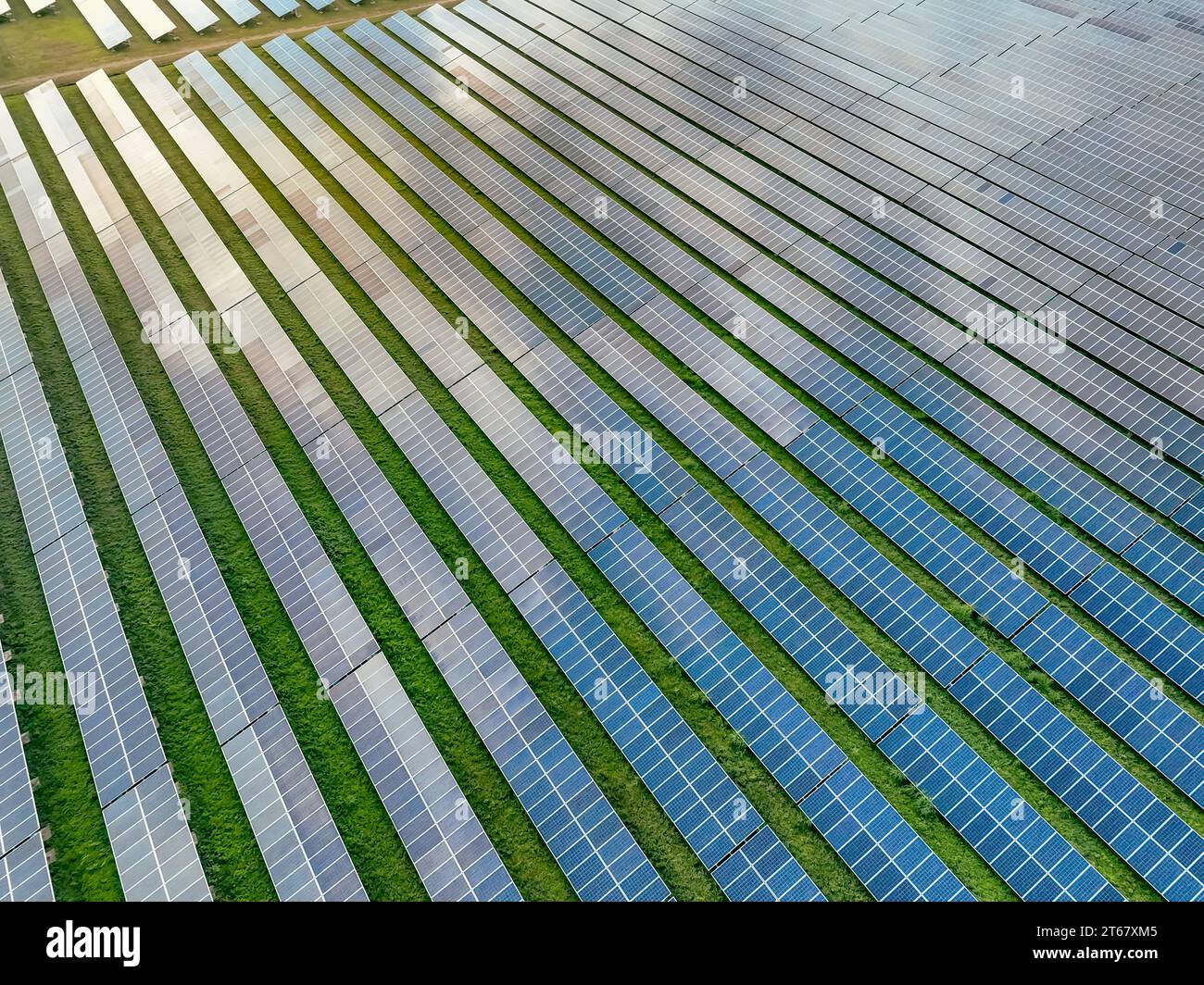 Aerial view of solar farm. Solar power for green energy. Sustainable ...