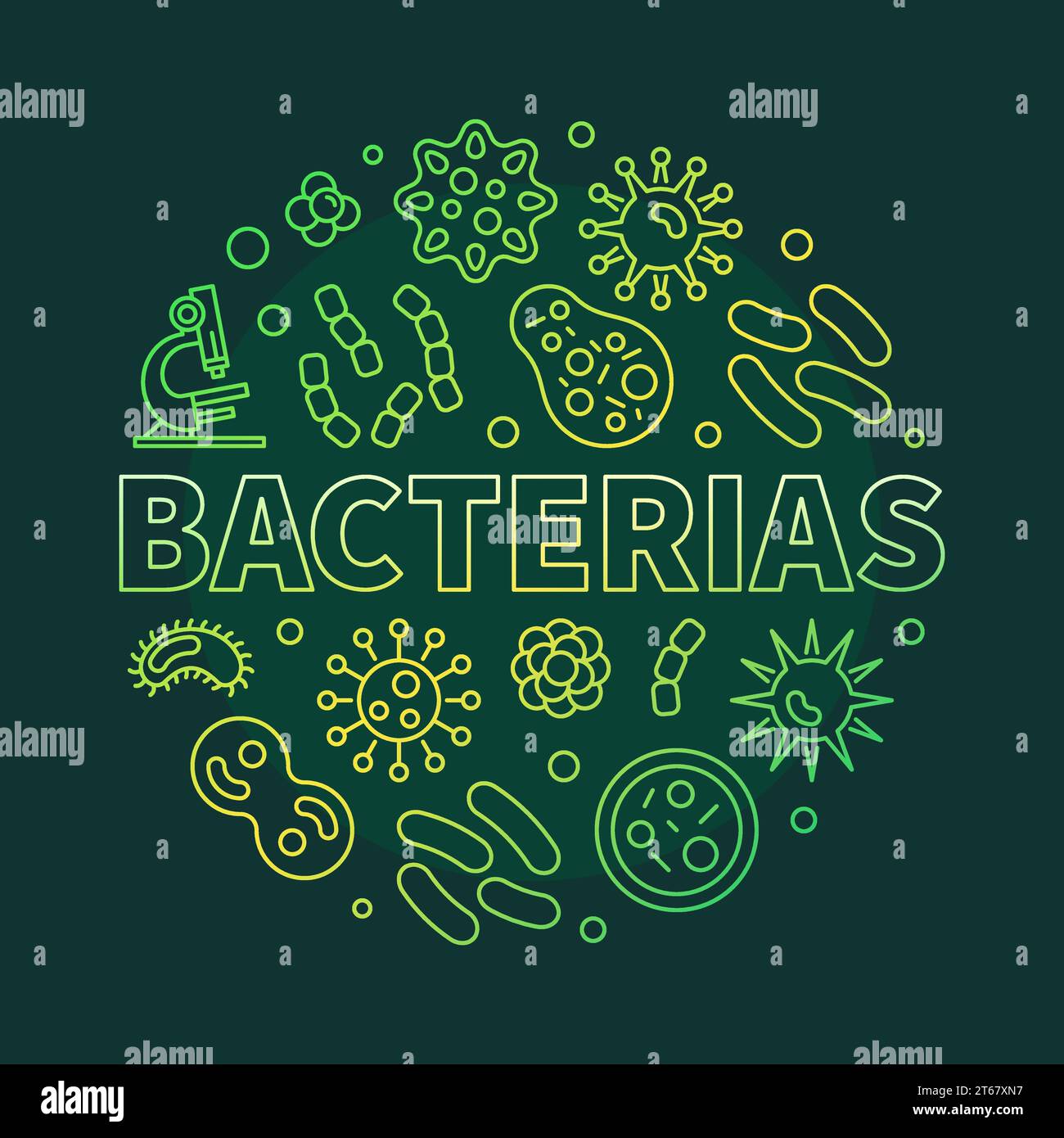 Bacterias vector round green illustration made with bacteria and ...