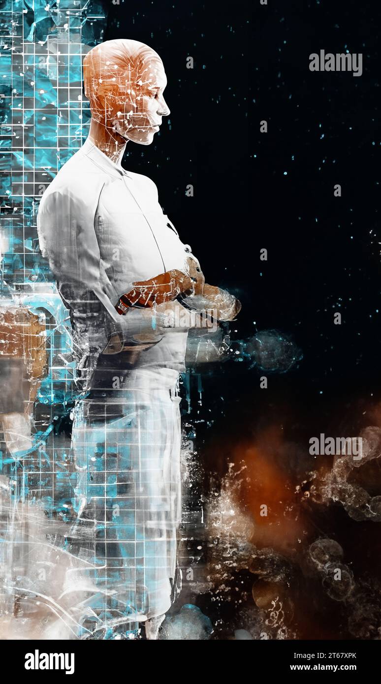 illustration about human and artificial intelligence interaction Stock ...