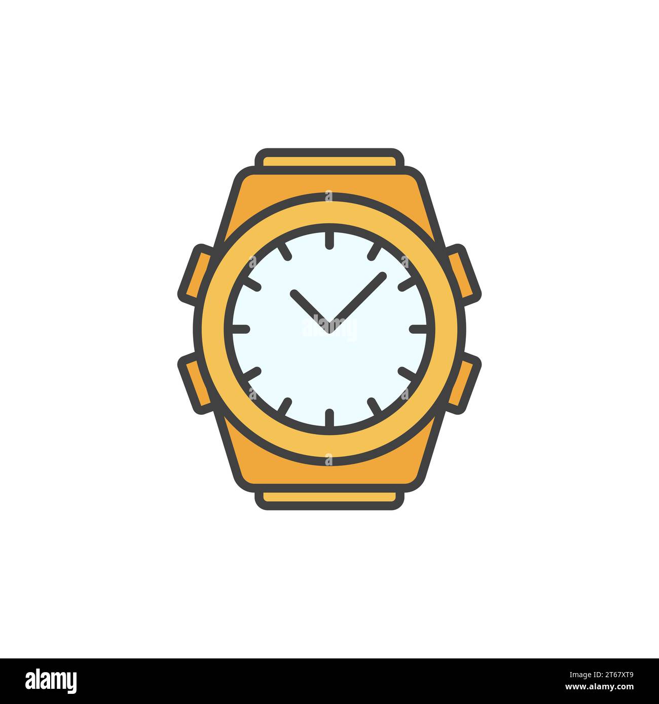 Golden watch vector flat colored icon or design element on white ...