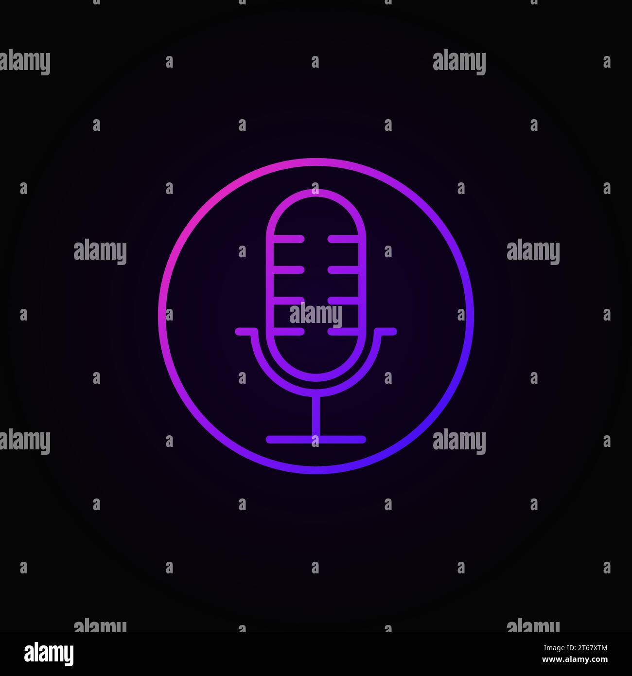 Microphone in circle colorful vector mic icon or symbol on dark ...