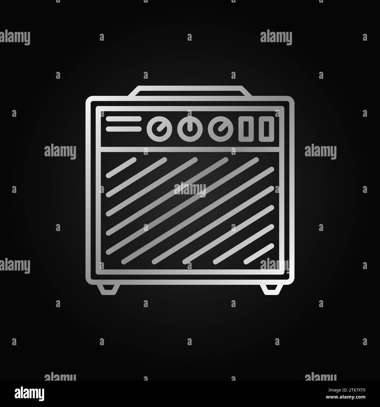 Amplifier silver outline concept icon or design element on dark ...