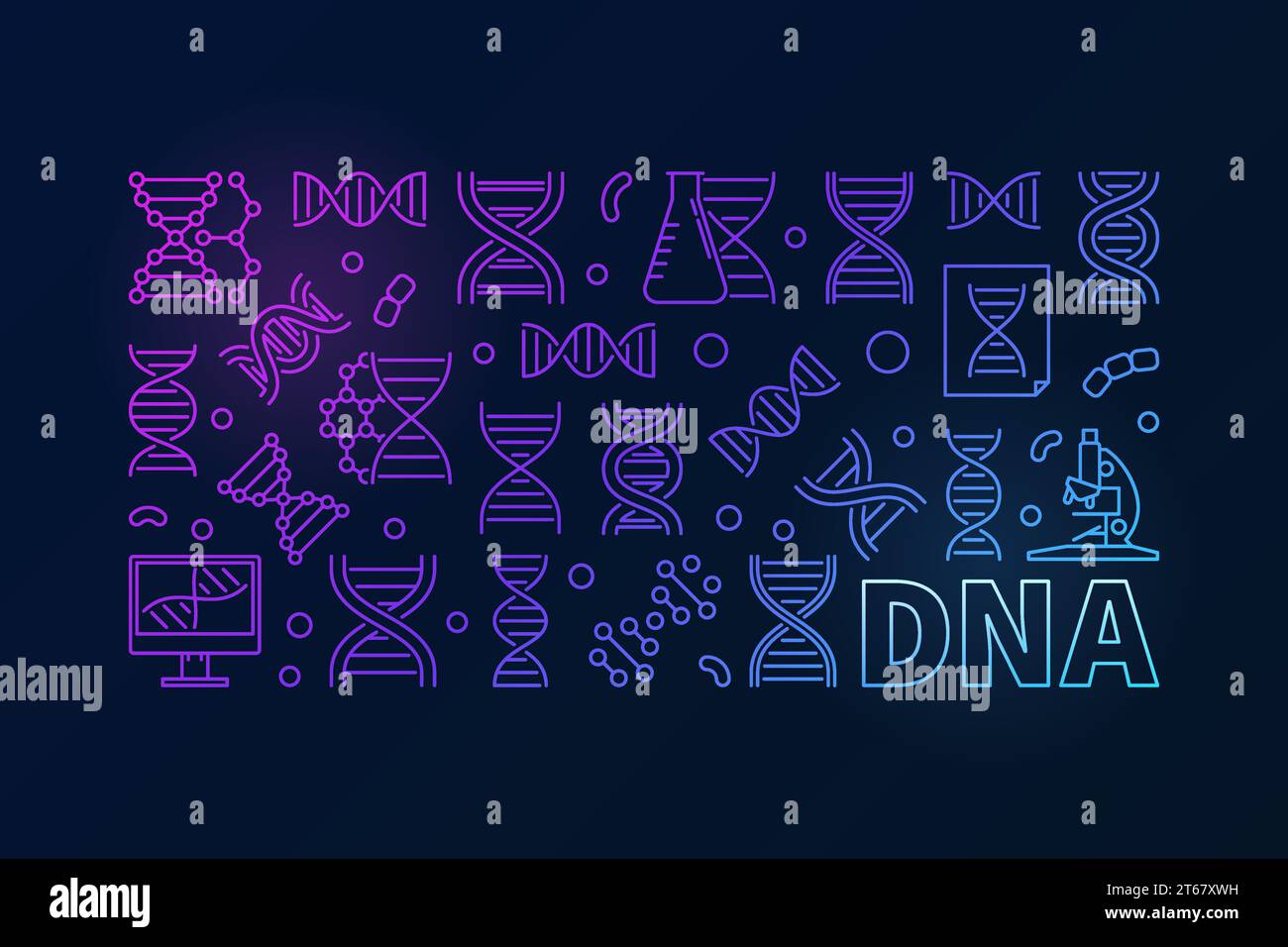 Vector DNA colorful horizontal banner. Deoxyribonucleic acid concept ...