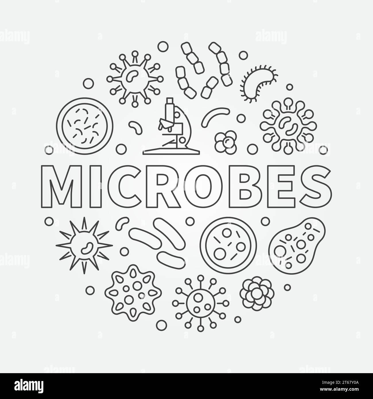 Microbes round illustration. Vector concept circular symbol made with ...