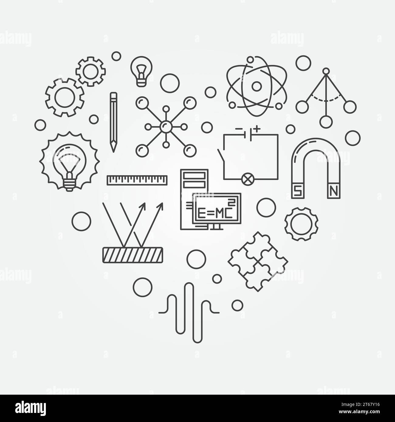 Physics heart creative symbol. Vector i love physics concept ...