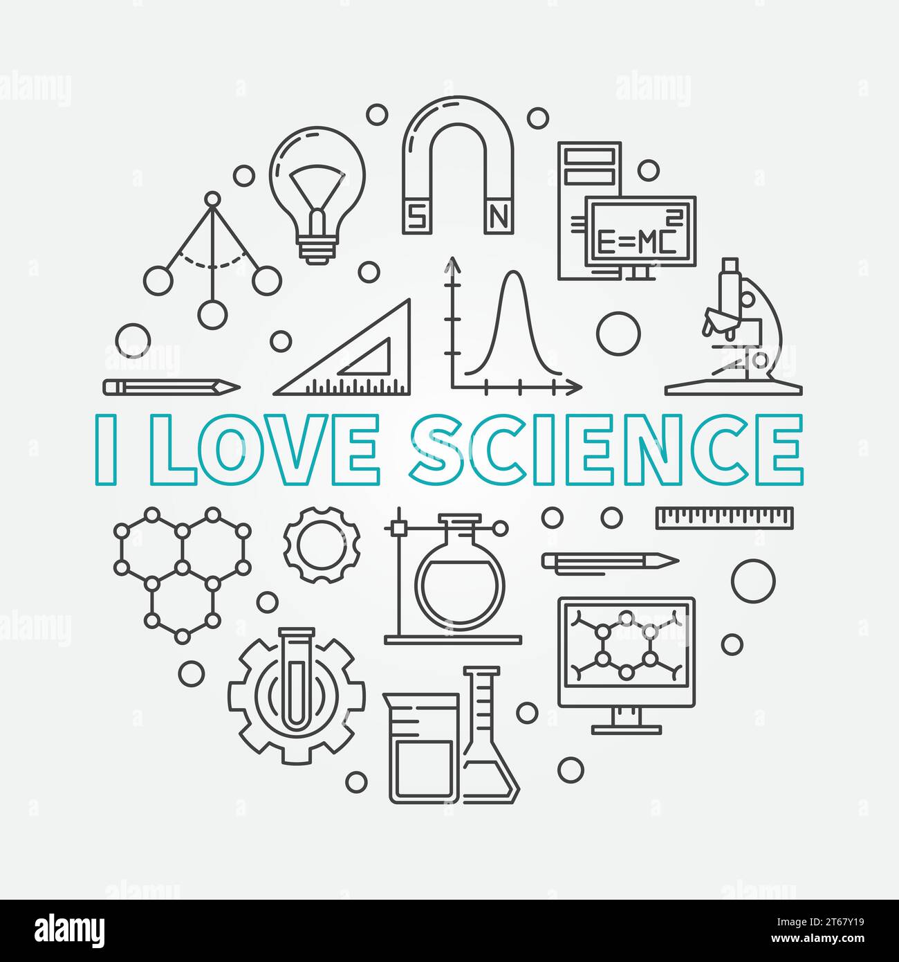 I love science vector round illustration in thin line style. Education ...