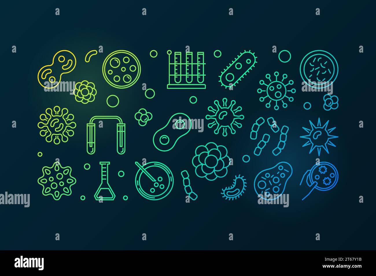 Pathogenicity colorful outline illustration. Vector horizontal banner ...