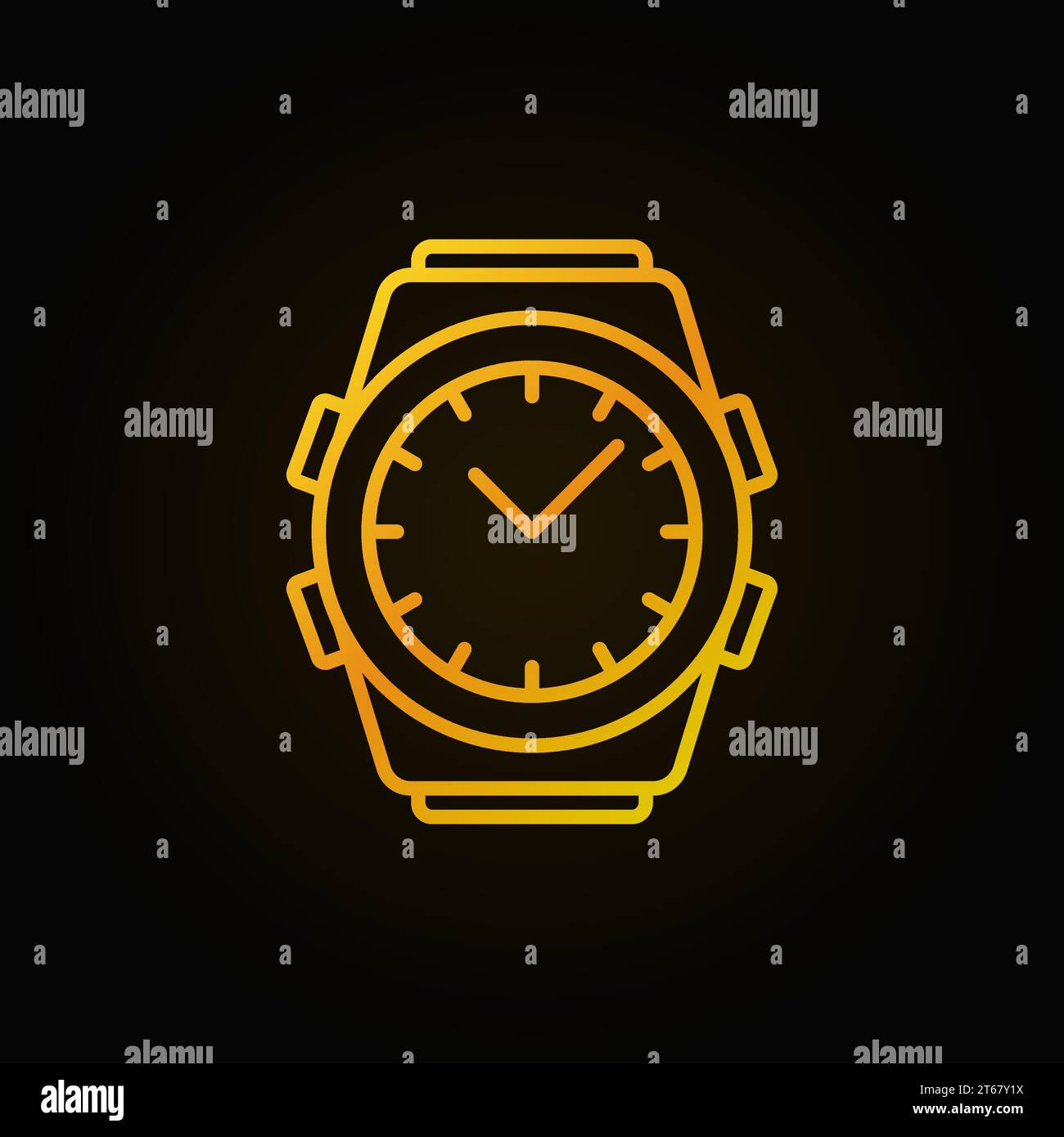 Golden watch line icon - vector wrist watch concept linear sign or ...