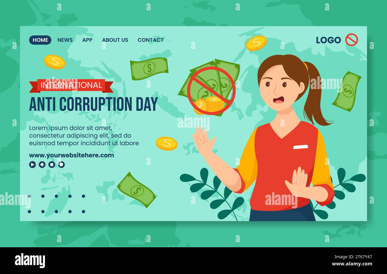 Anti Corruption Day Social Media Landing Page Cartoon Hand Drawn ...