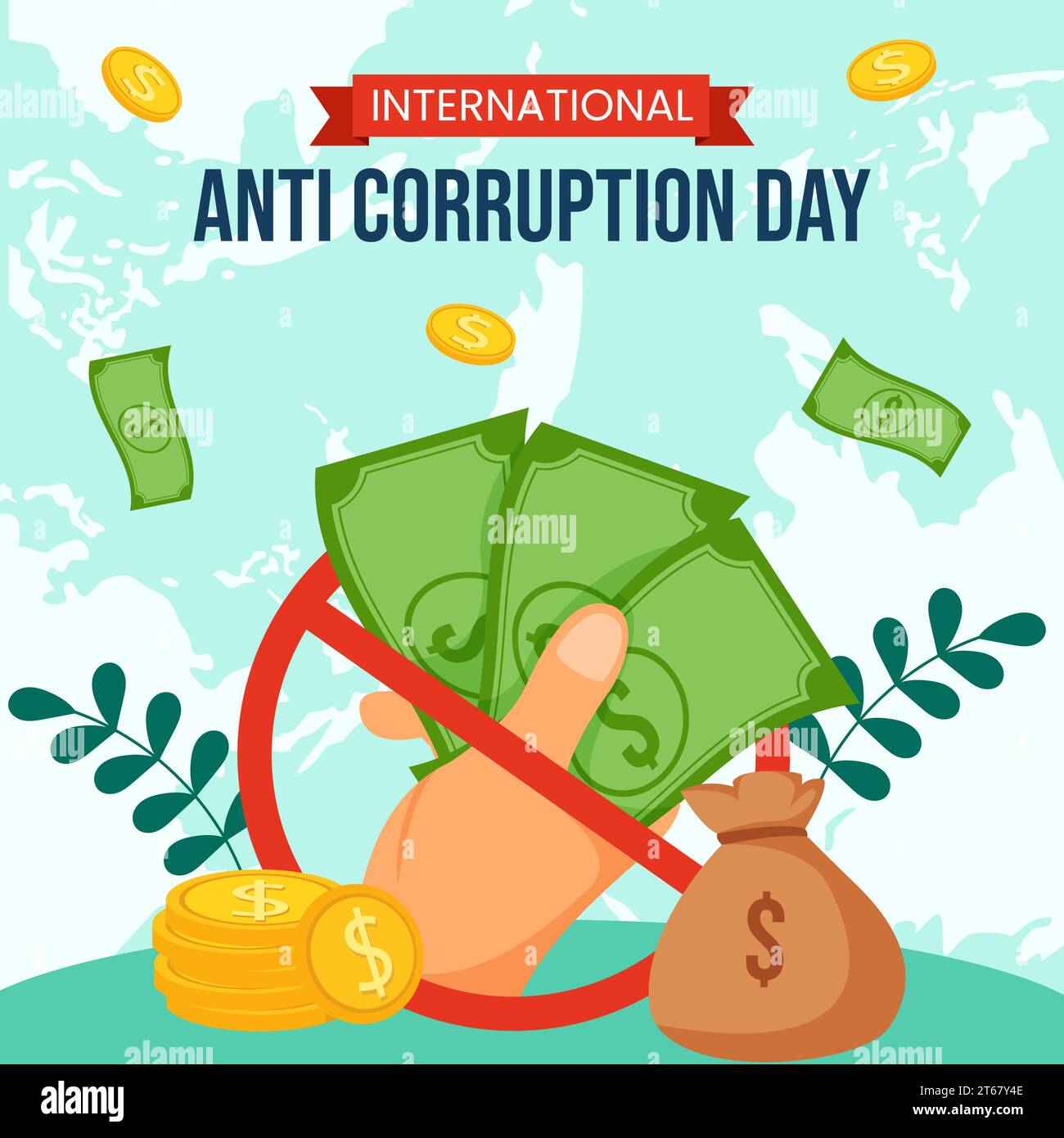 Anti Corruption Day Social Media Illustration Flat Cartoon Hand Drawn ...