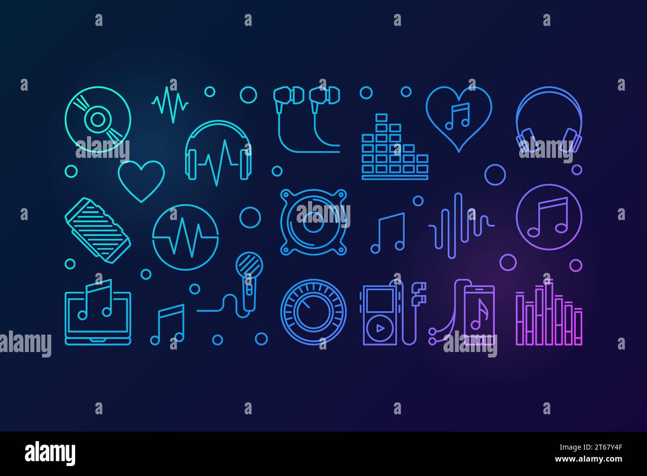 Music bright horizontal illustration. Vector banner made with creative ...