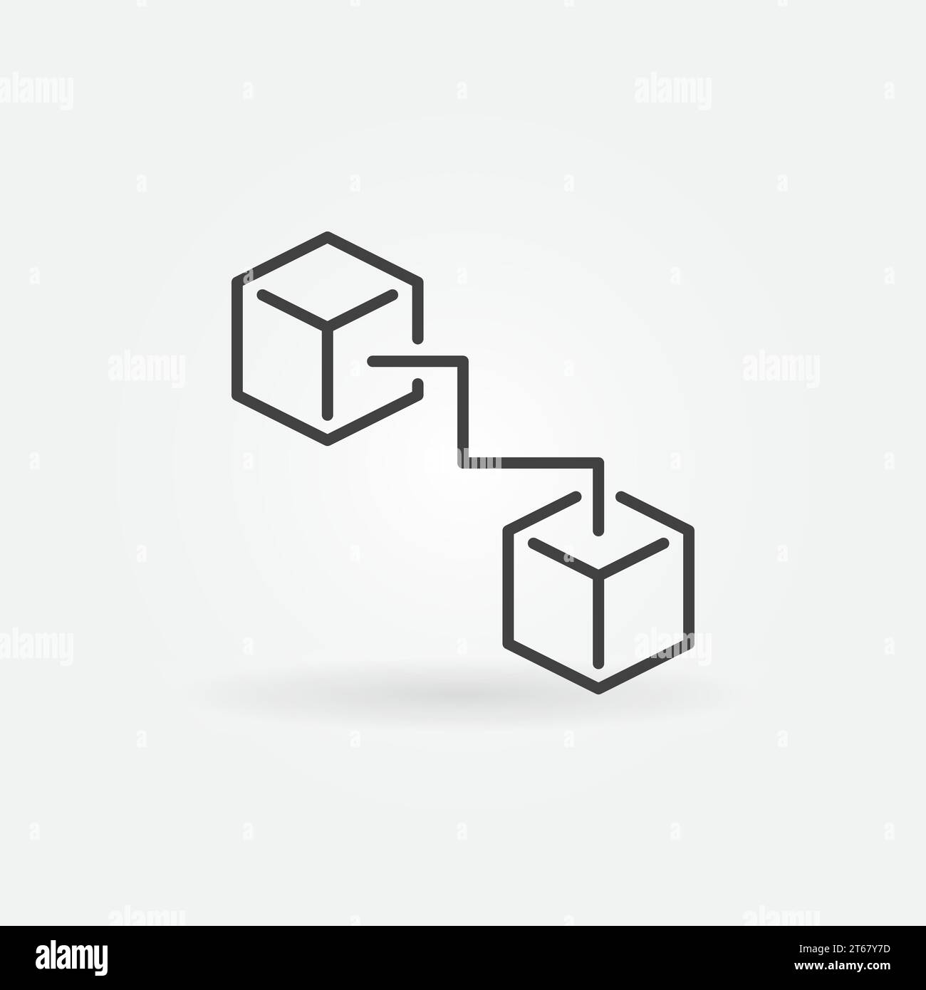 Two connected cubes icon - vector blockchain technology concept symbol or design element Stock ...