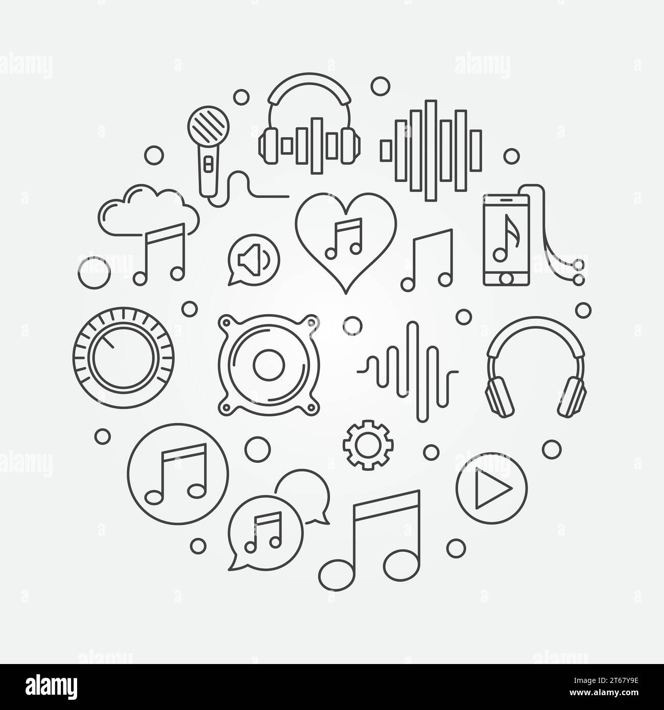 Music round illustration. Vector circular symbol made with creative ...