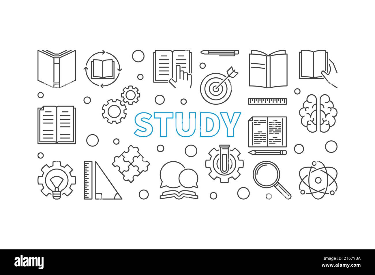 Study vector concept education illustration or horizontal banner in ...