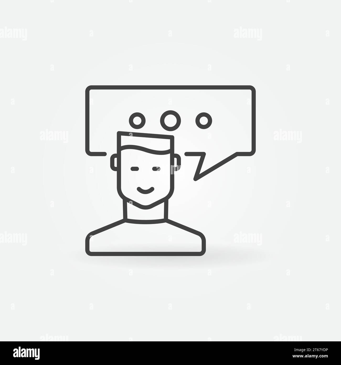 Man with speech bubble icon - vector talking boy concept sign or design ...