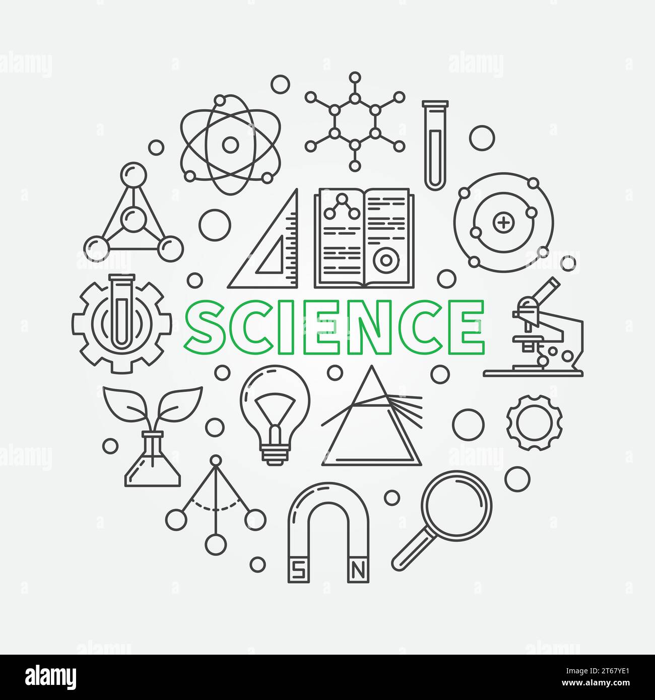 Science modern round vector illustration in outline style Stock Vector ...