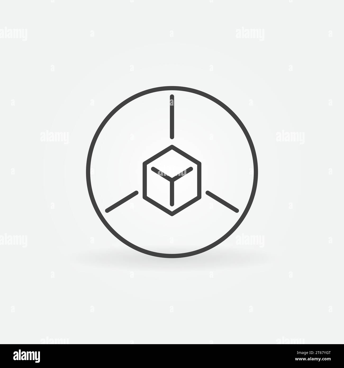 Cube in circle outline icon. Vector augmented reality sign or logo ...
