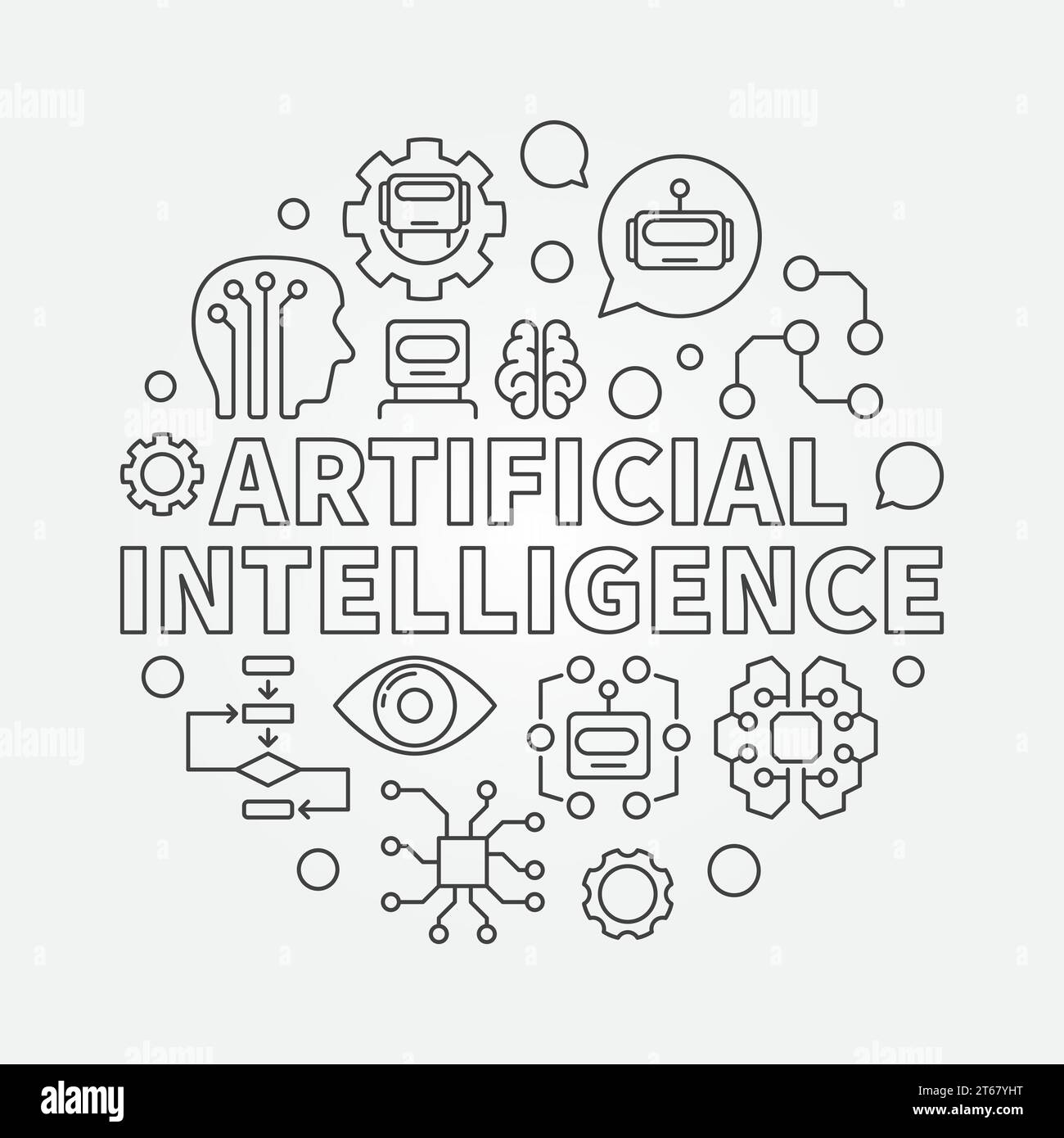 AI round line illustration. Vector circular symbol made with words ...