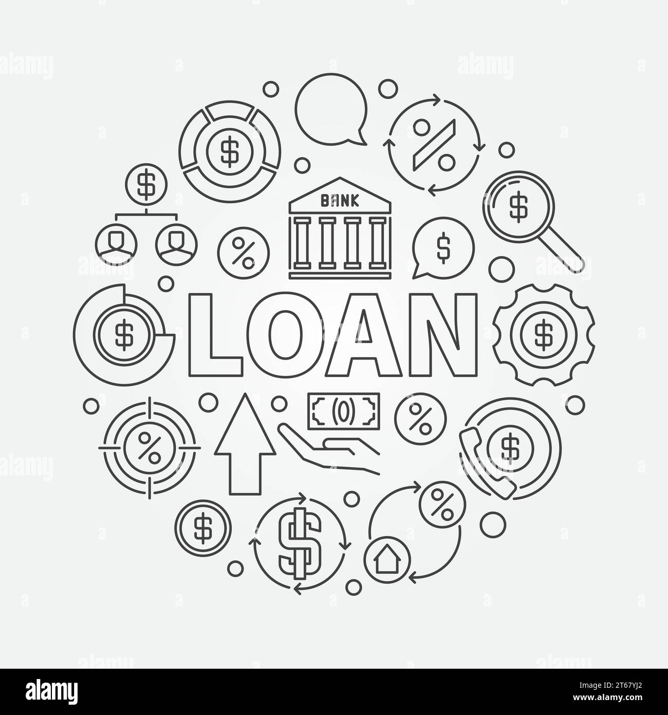 Loan round outline illustration - vector business creative symbol made ...