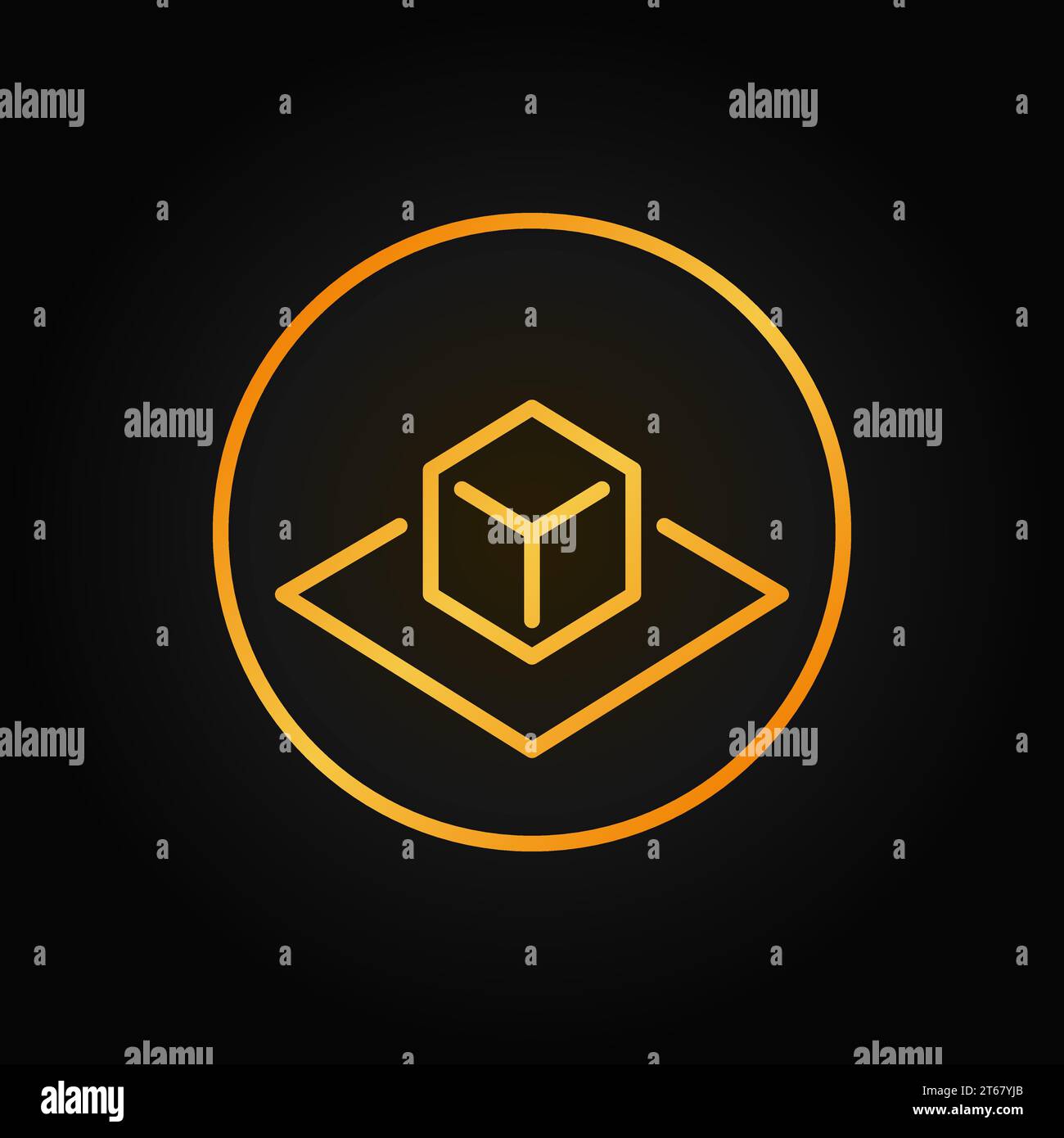 AR circle golden vector linear icon or symbol on dark background Stock ...