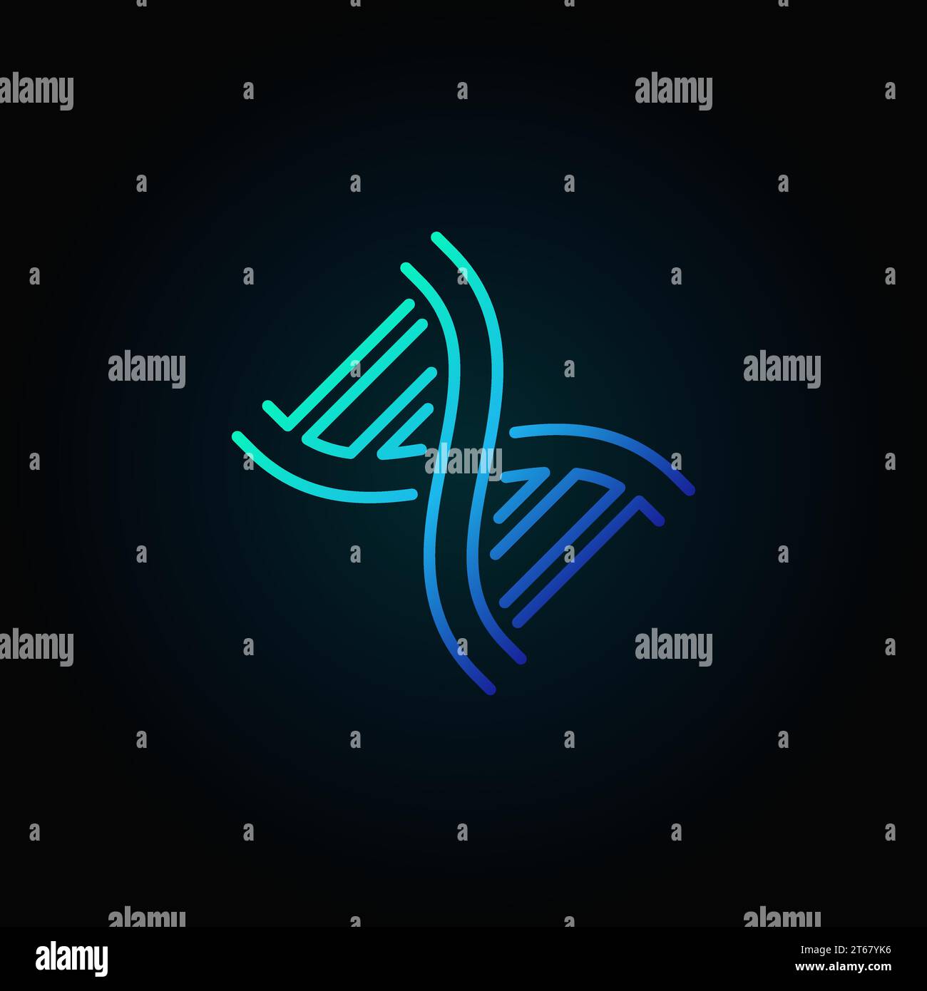 Double helix blue vector DNA icon or or logo element in line style on ...