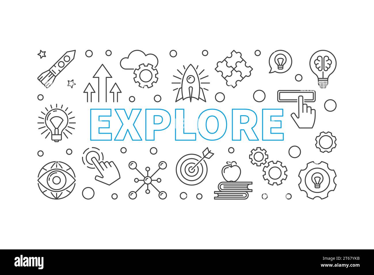 Explore vector horizontal banner or illustration in thin line style ...