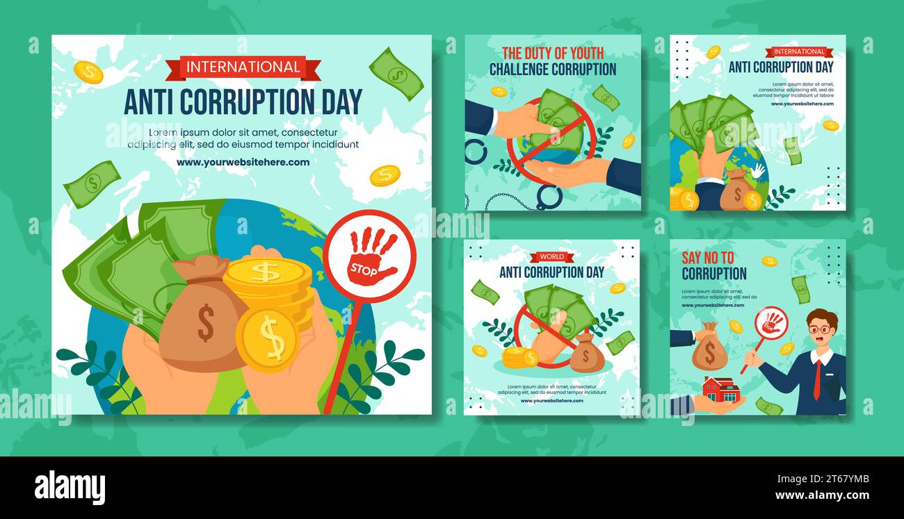 Anti Corruption Day Social Media Post Flat Cartoon Hand Drawn Templates ...