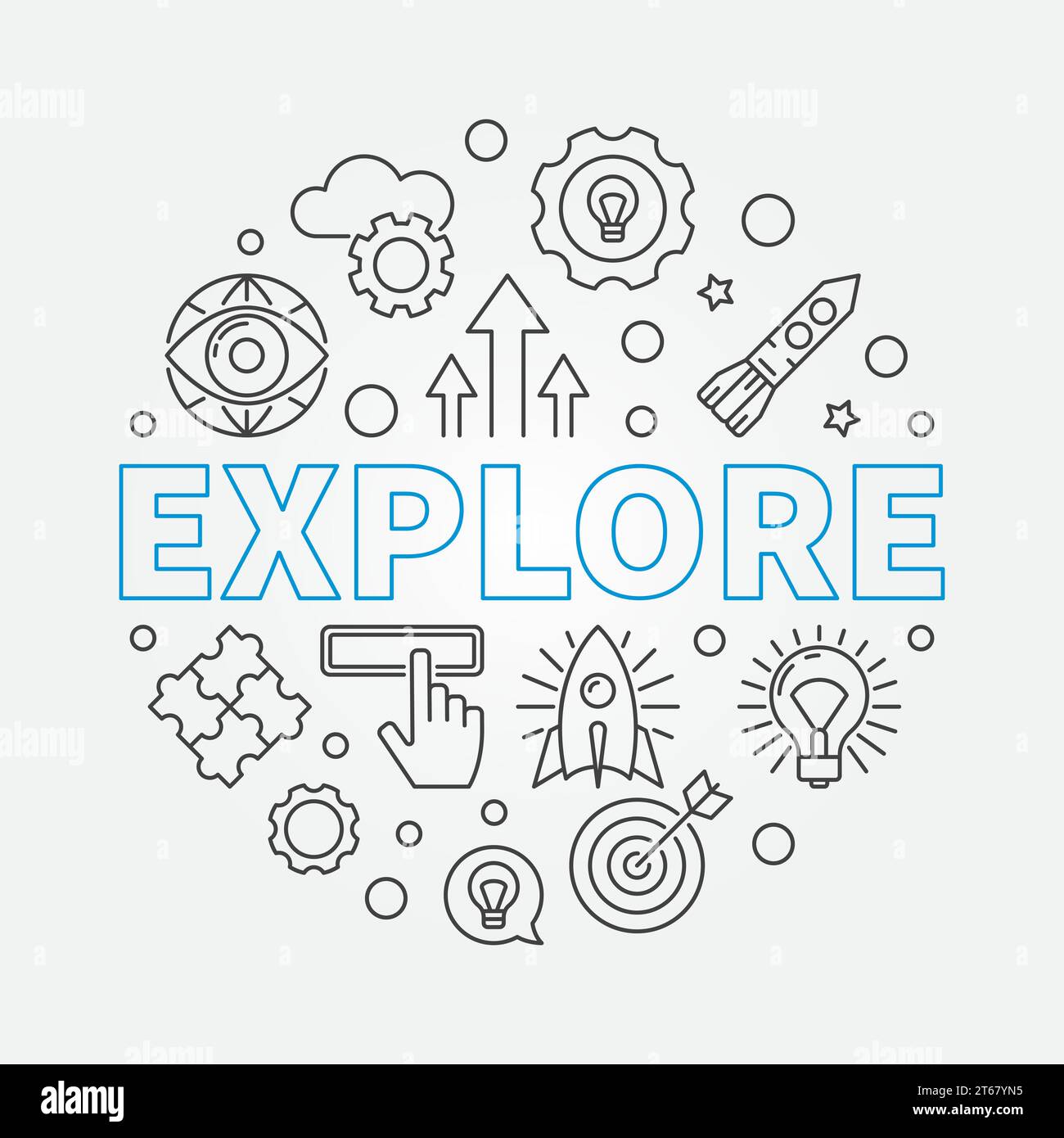 Explore vector round concept illustration in thin line style Stock ...