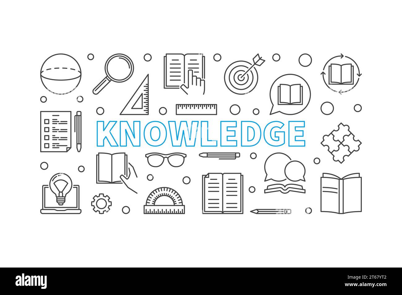 Knowledge vector horizontal banner. Education concept illustration in ...