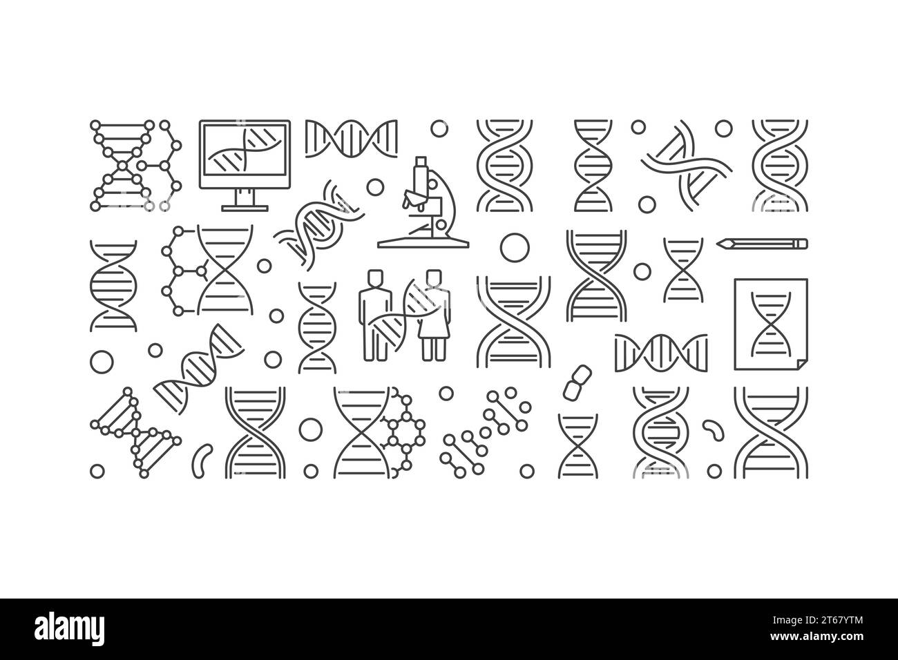 DNA molecule minimal vector illustration in thin line style Stock ...