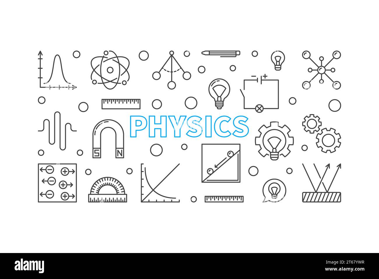 Physics vector horizontal banner. Science and education concept ...