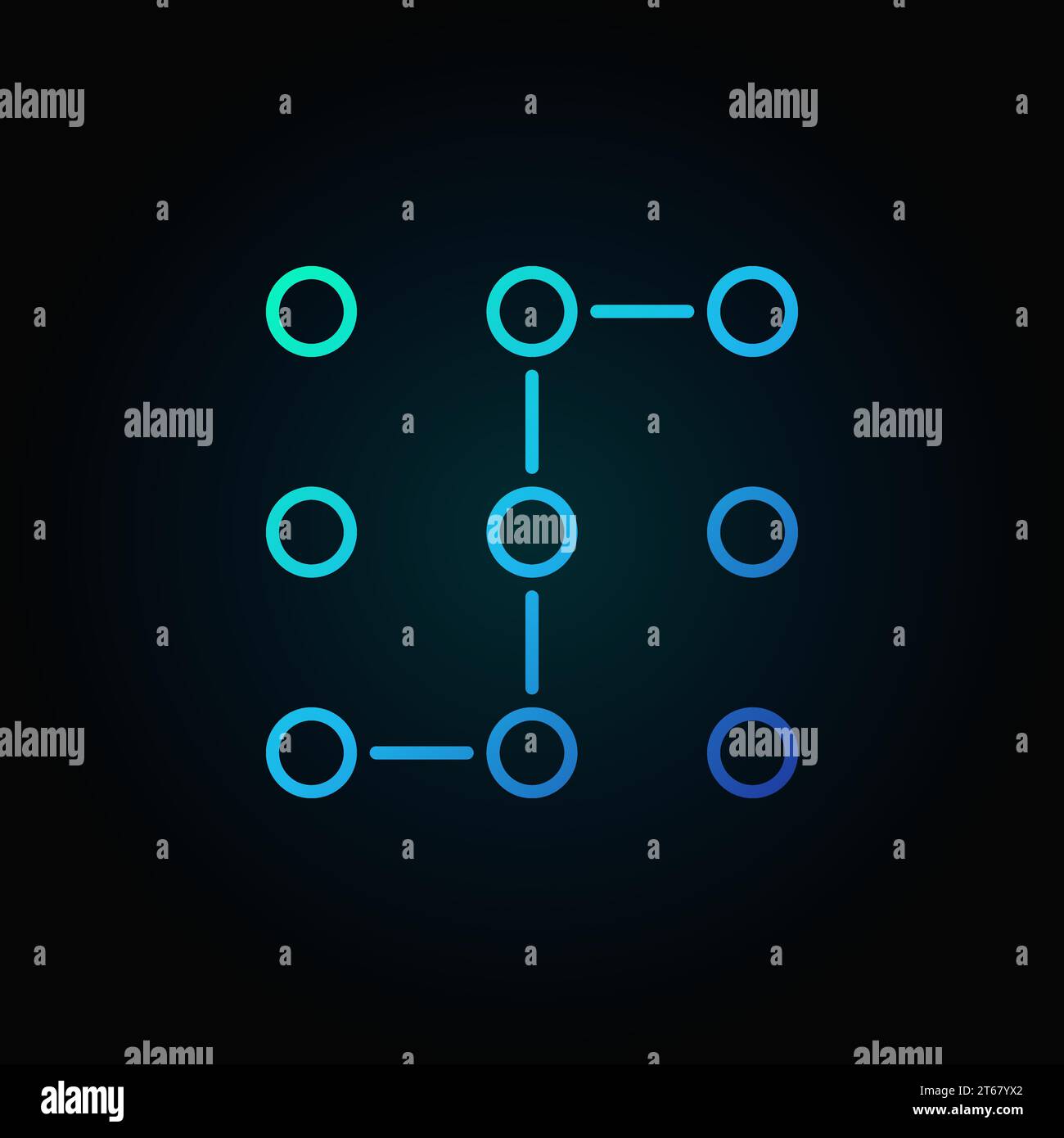 Machine Learning Or Neural Network Vector Blue Concept Linear Icon Or