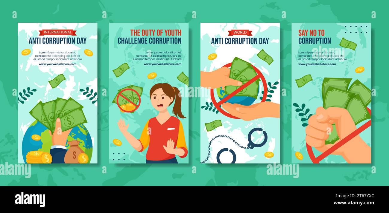 Anti Corruption Day Social Media Stories Flat Cartoon Hand Drawn ...