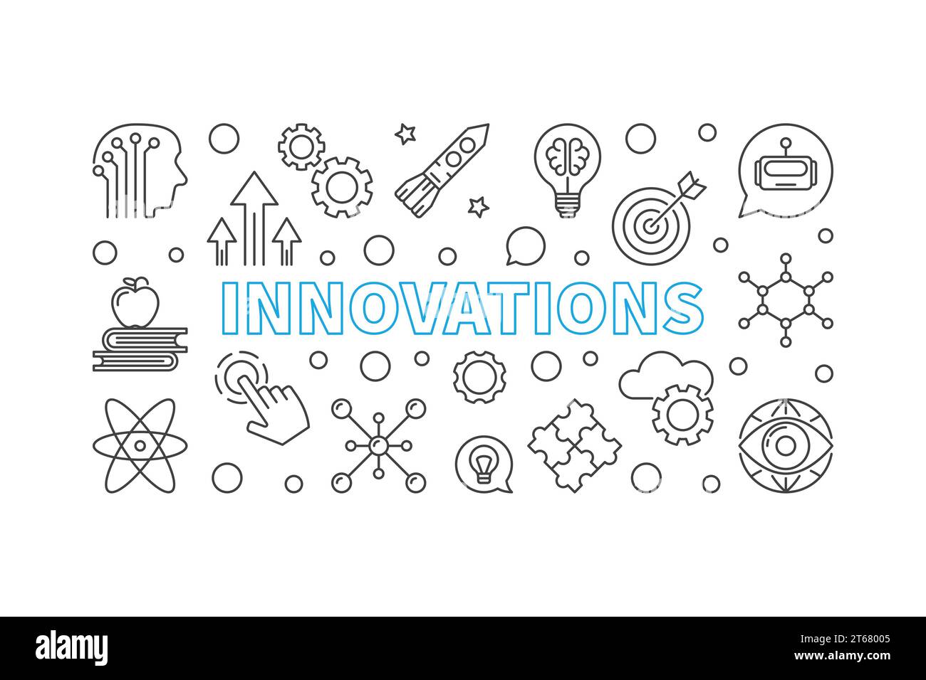 Innovations vector horizontal illustration or banner made of innovation ...