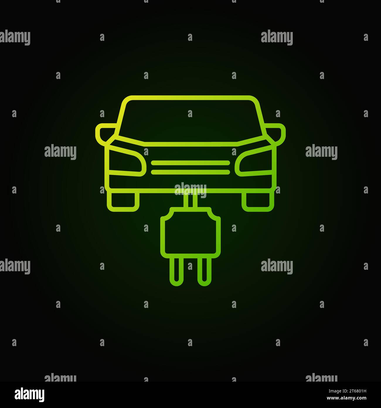 Car with plug green line icon. Vector electric car concept line symbol ...