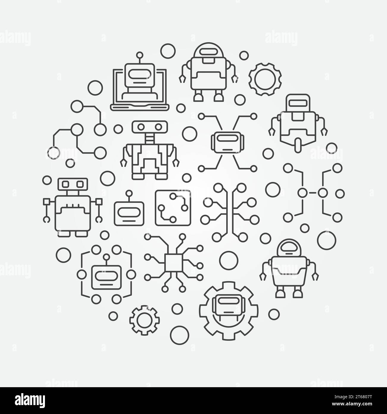 Artificial intelligence round illustration - vector technology concept ...