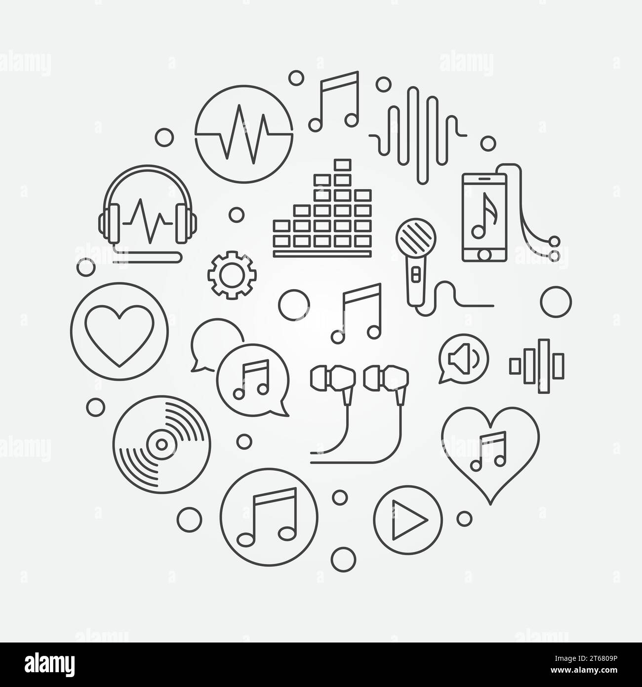 Music vector round outline illustration or symbol Stock Vector Image ...