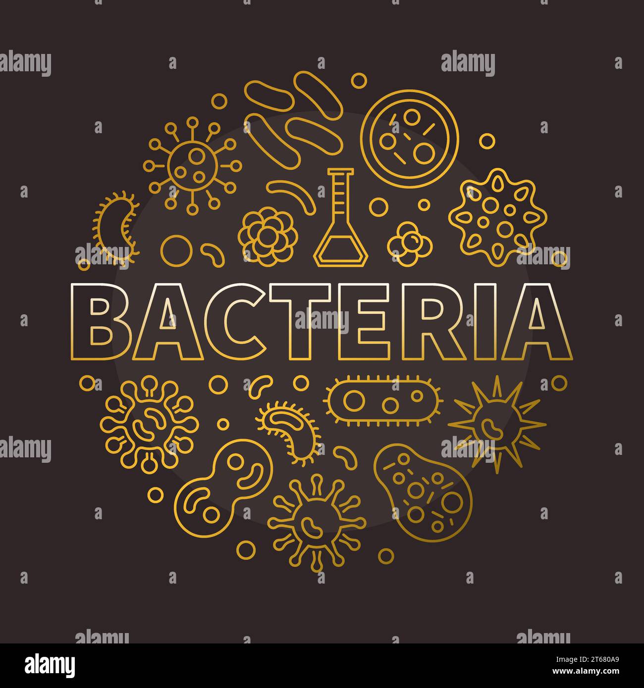 Bacteria round creative colorful symbol made with different bacterias ...