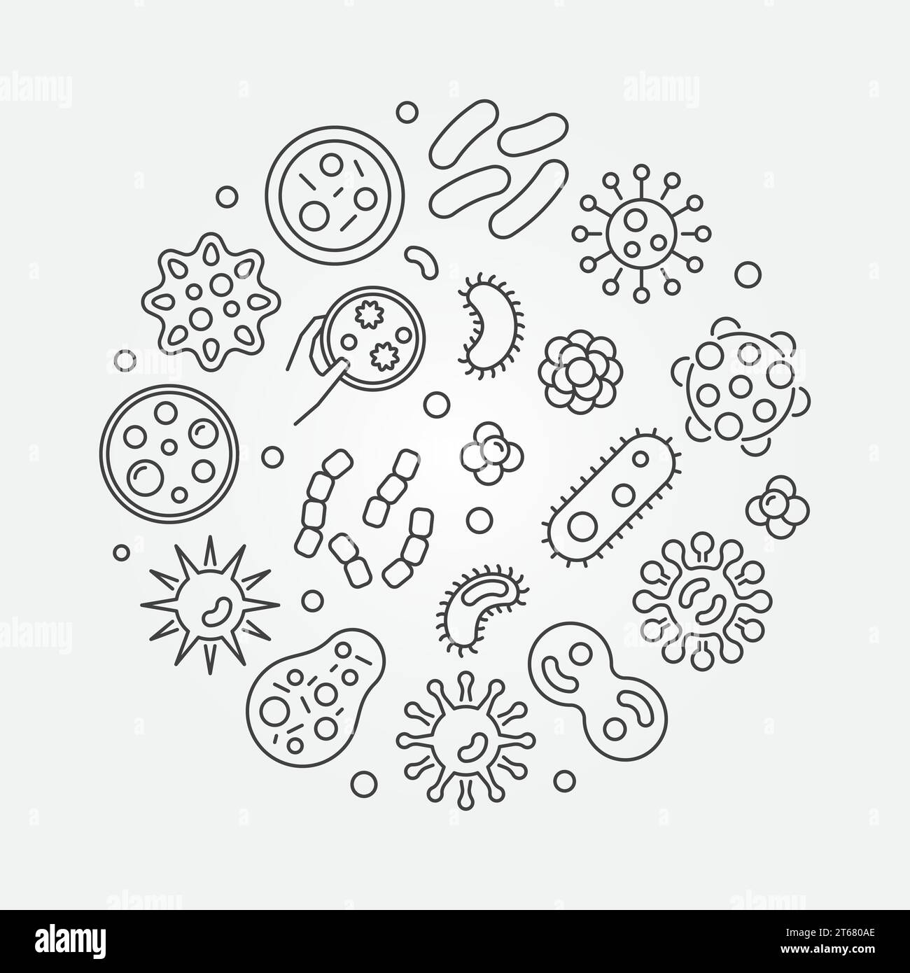 Bacteria vector round concept symbol made with different bacterias and ...