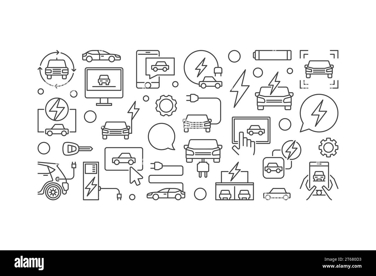 Vector electric vehicle concept horizontal banner or EV illustration in ...