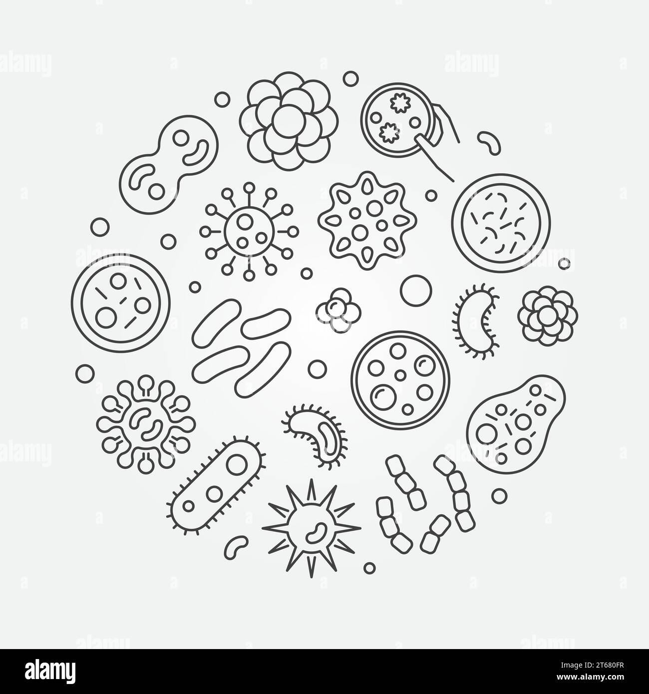 Pathogenic bacteria round symbol. Vector circular pathogen concept ...