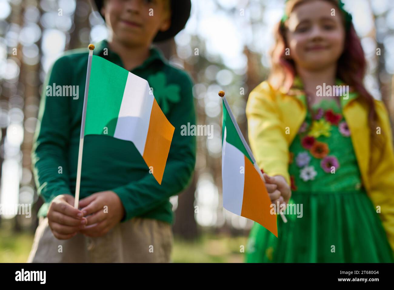 Kids celebrating St Patricks Day on the 17th of March. Children dressed ...