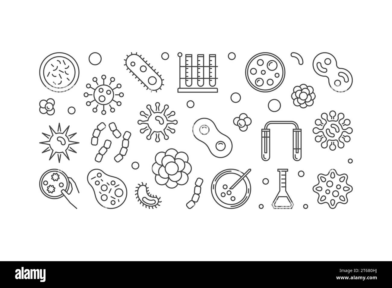 Pathogenicity concept linear illustration. Vector horizontal banner ...