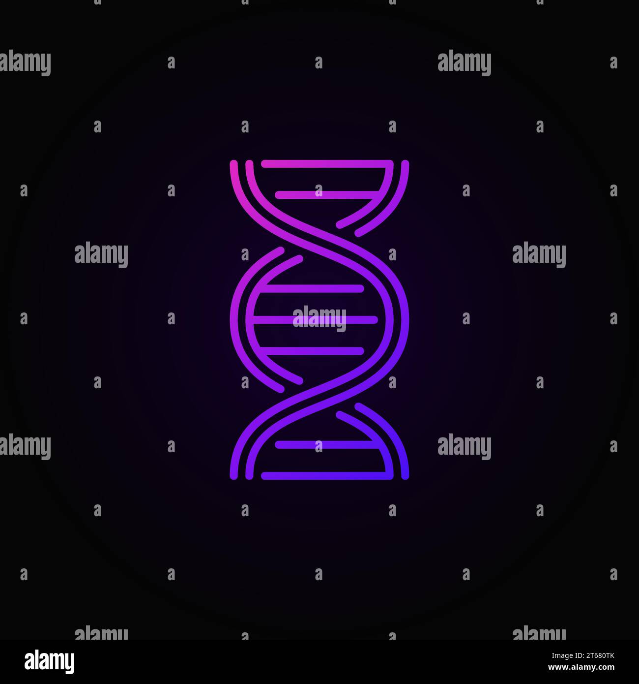 Colorful DNA spiral vector outline concept icon or symbol on dark ...