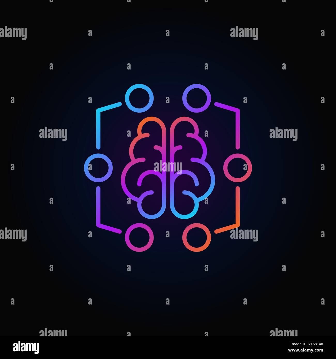 Digital brain colorful icon - vector machine learning concept line ...