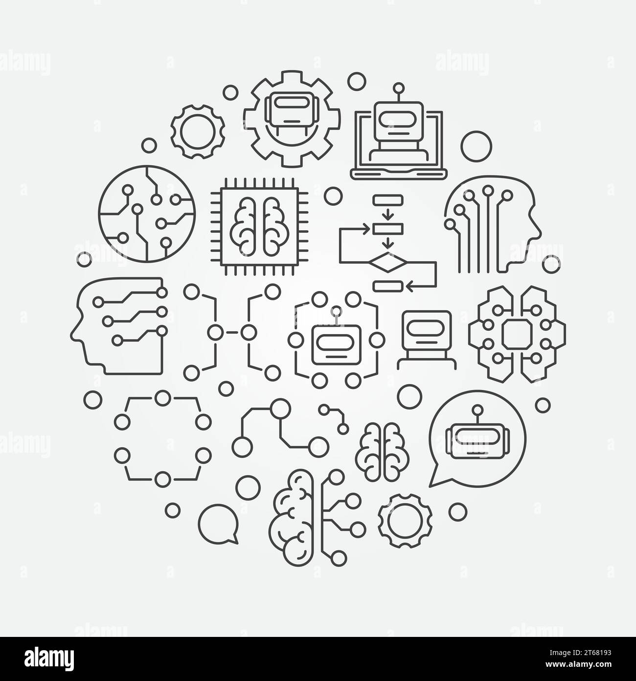 Machine learning circular vector concept technology illustration in ...