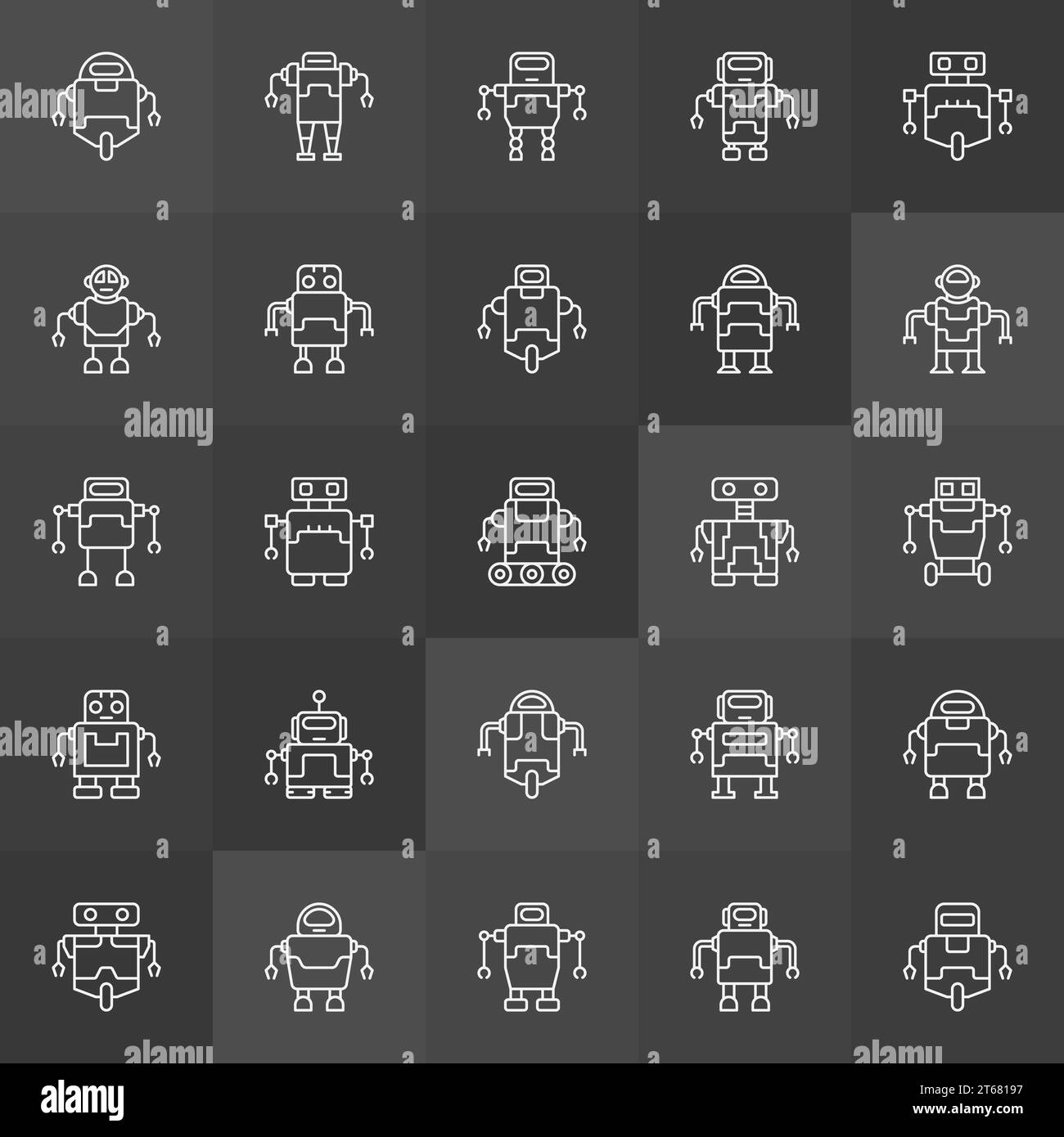 Robots icons collection. Vector outline robot signs or logo elements on ...