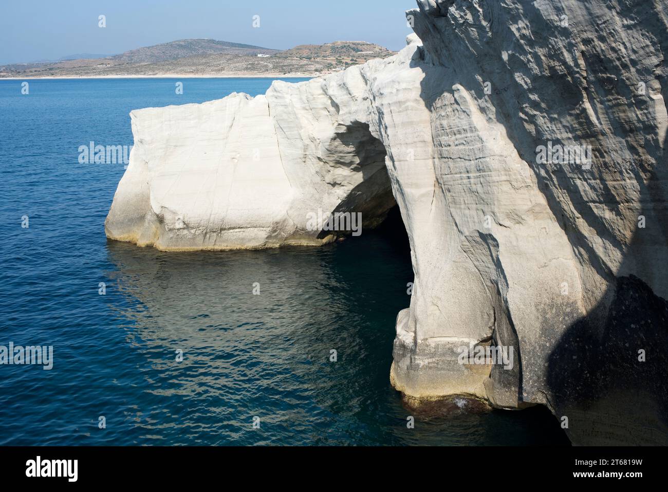 Volcanic coast with consolidated pyroclasts (tuff). Sarakiniko, Milos ...