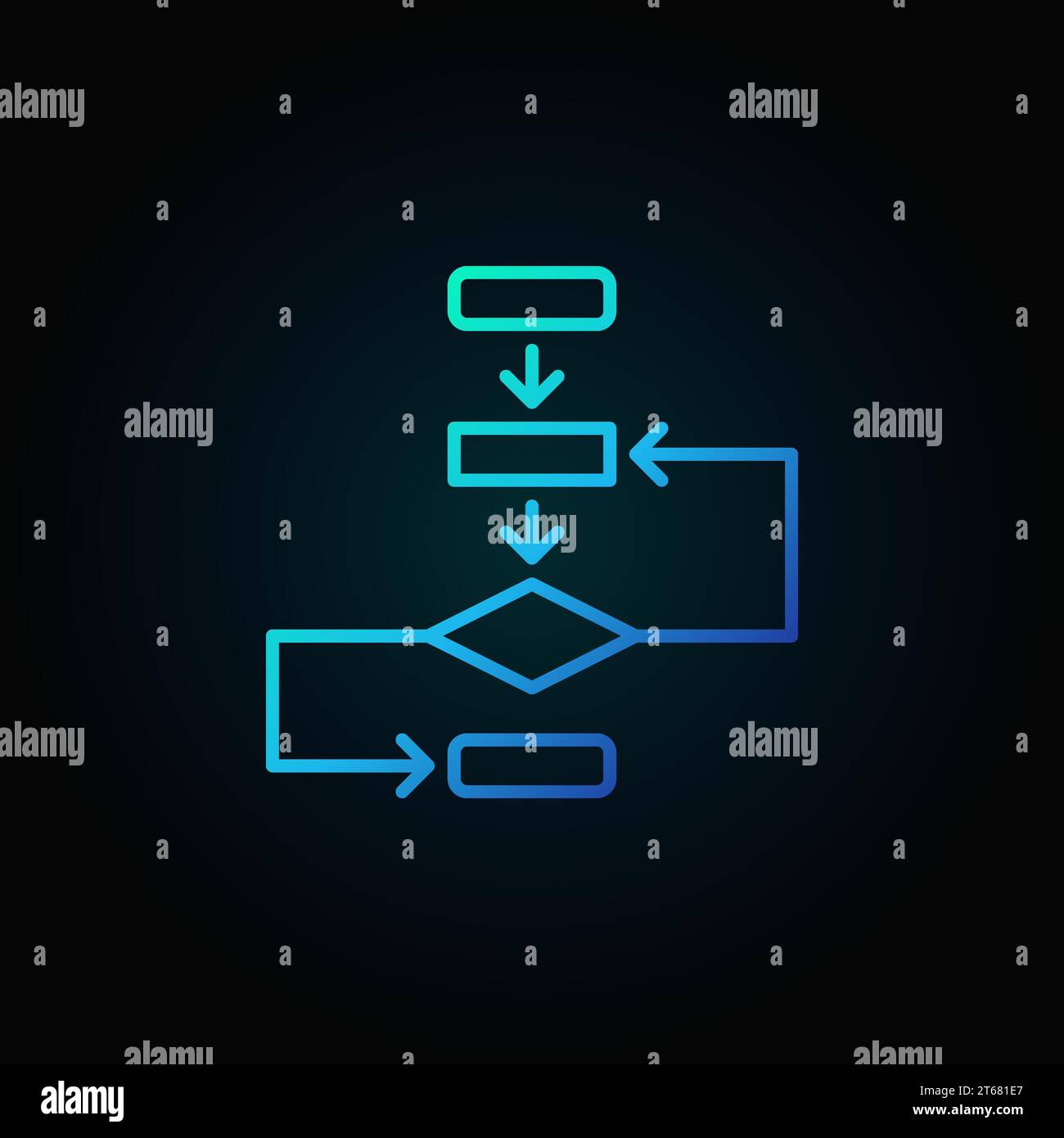 Algorithm vector outline blue icon or logo element on dark background ...
